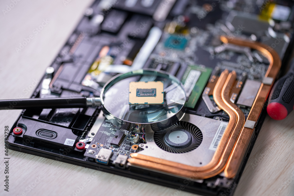 Laptop Computer Being Repaired Computer repair service. Hardware ...