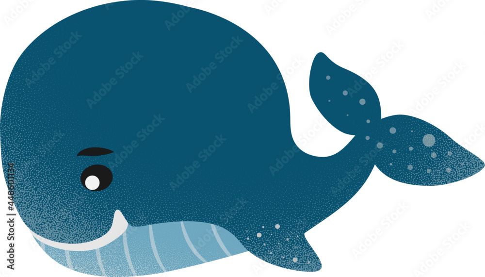 friendly blue whale cartoon character isolated on white background ...