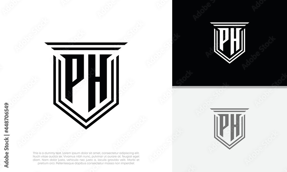 Initials PH logo design. Luxury shield letter logo design. Stock Vector ...