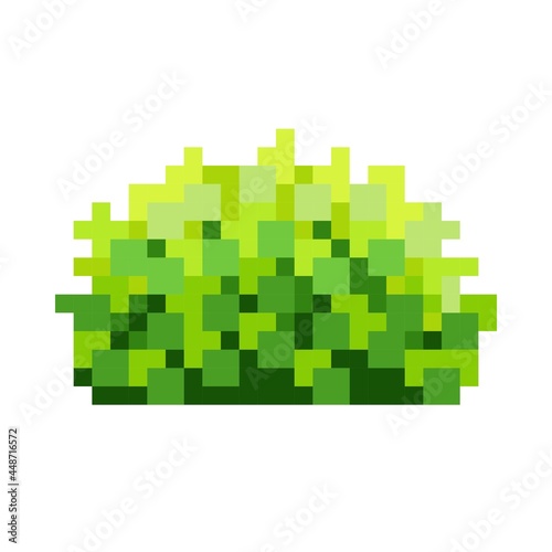 Green bush pixel art. Decorative bush pixel art. Ornamental plant shrub ...
