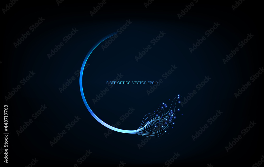 Connection Line On Networking Telecommunication Fiber Optics Lights Abstract Background Stock