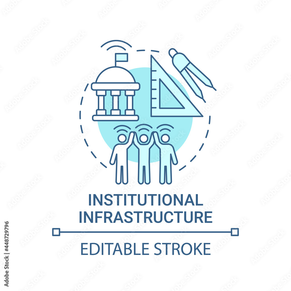 Institutional infrastructure blue concept icon. Organizational ...