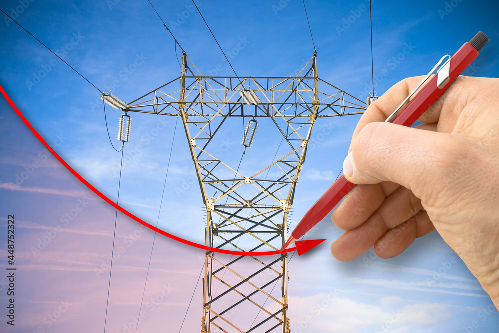 Hand drawing a graph about energy production - concept image with power ...