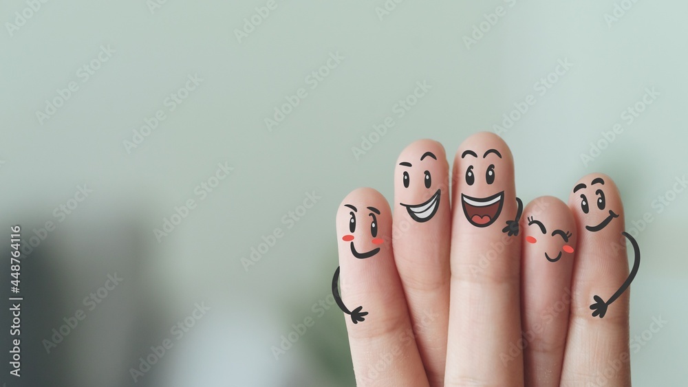 Fingers with Smile Face, Happy, Friendship, Family, Group, Teamwork ...