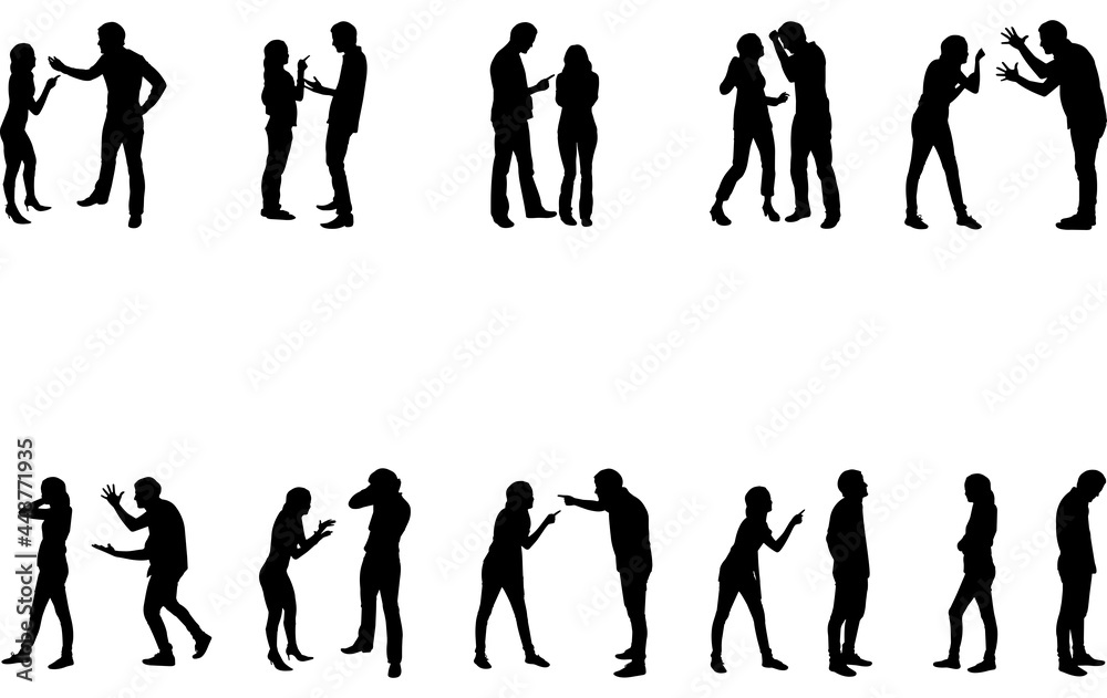 Couples Angry Silhouette Vector Stock Vector | Adobe Stock