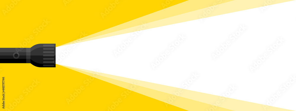 Flashlight. Banner with flashlight and ray of light. Vector ...