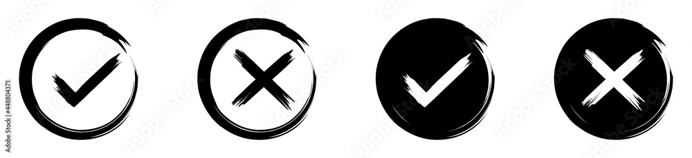 check mark icon and cross mark. checklist signs, approval badge, vector ...