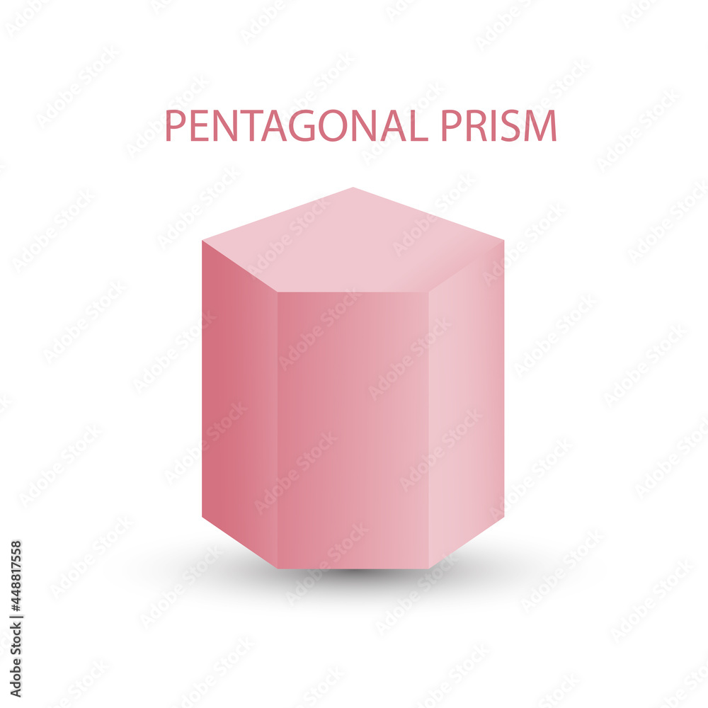 Vector pink pentagonal prism with gradients and shadow for game, icon ...