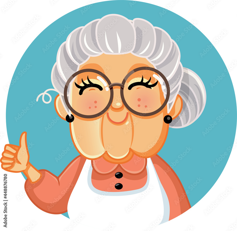 Happy Grandma Making Appreciation Gesture Vector Illustration Stock ...