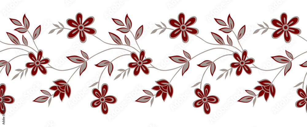 Vector seamless floral border design Stock Vector | Adobe Stock
