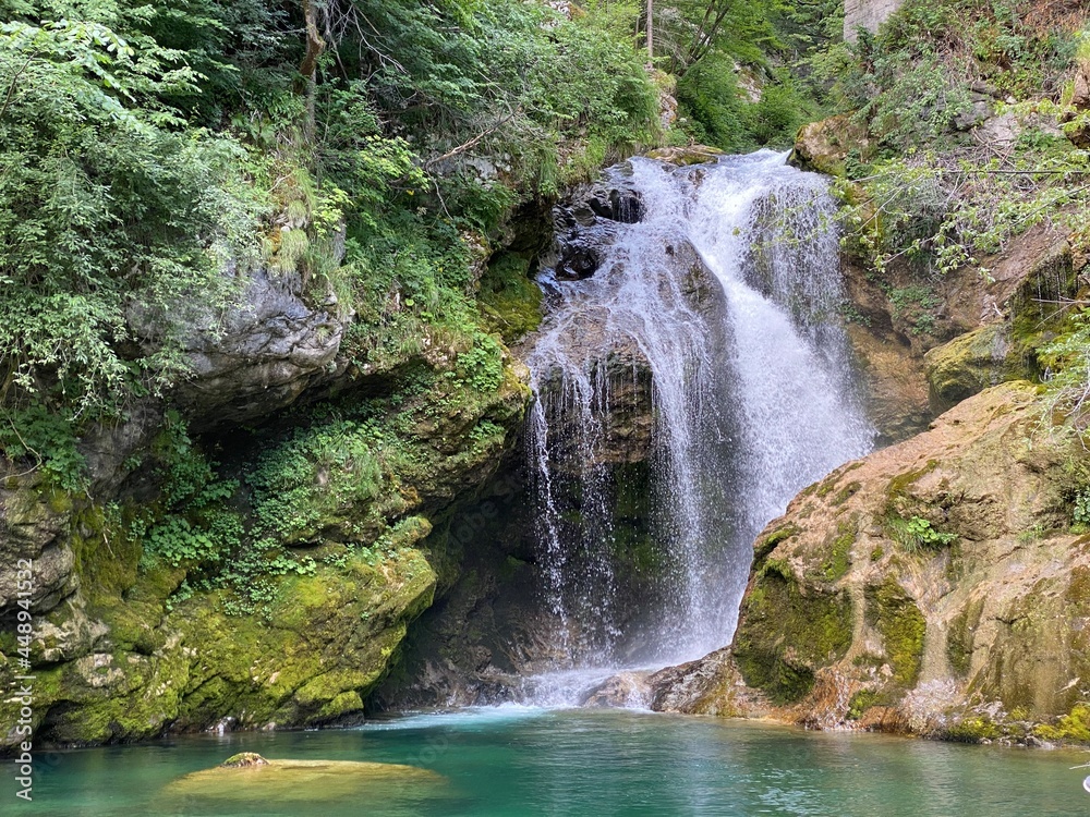Sum Falls in the Vintgar Gorge or Bled Gorge - Bled, Slovenia (Triglav ...