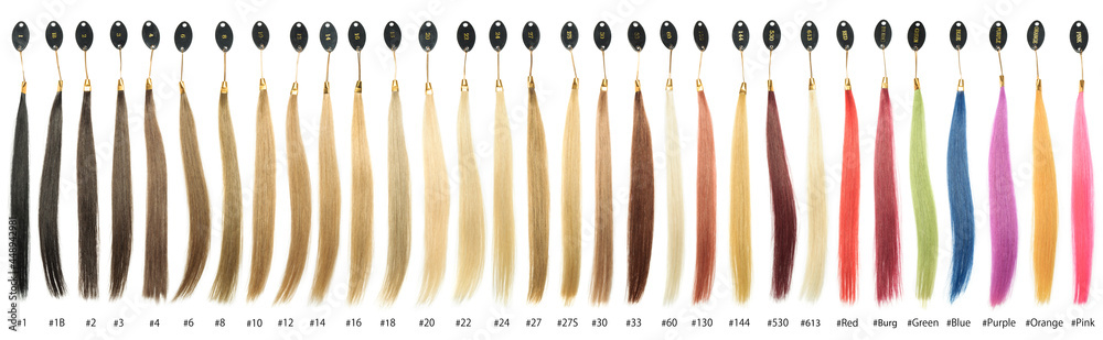 Hair base color palette, hair samples chart, make of human hair Stock ...