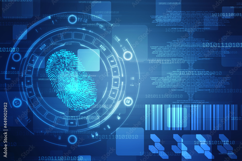 Fingerprint integrated in a printed circuit, releasing binary codes. fingerprint Scanning ...