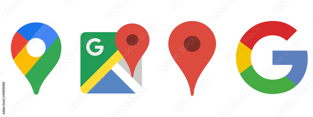 Google Maps icon set. Location icon symbol. Map pin markers. Google ...