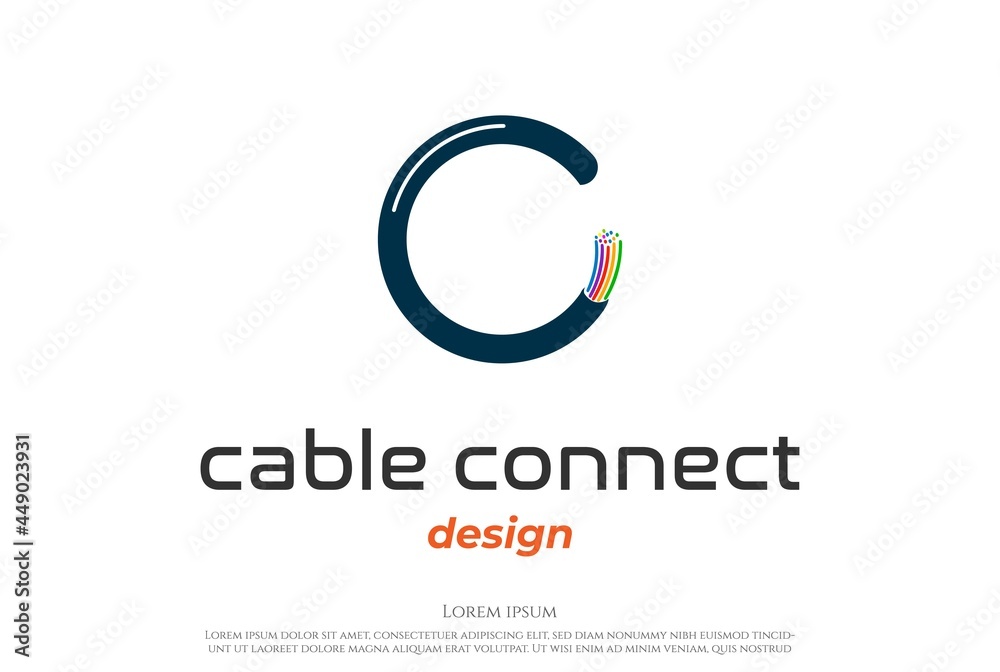 Simple Minimalist Cable Fiber Optic Logo Design Vector Stock Vector ...