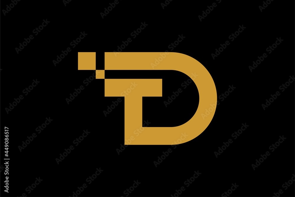 Letter DT and cross logo design vector. Monogram DT logo symbol. Stock ...