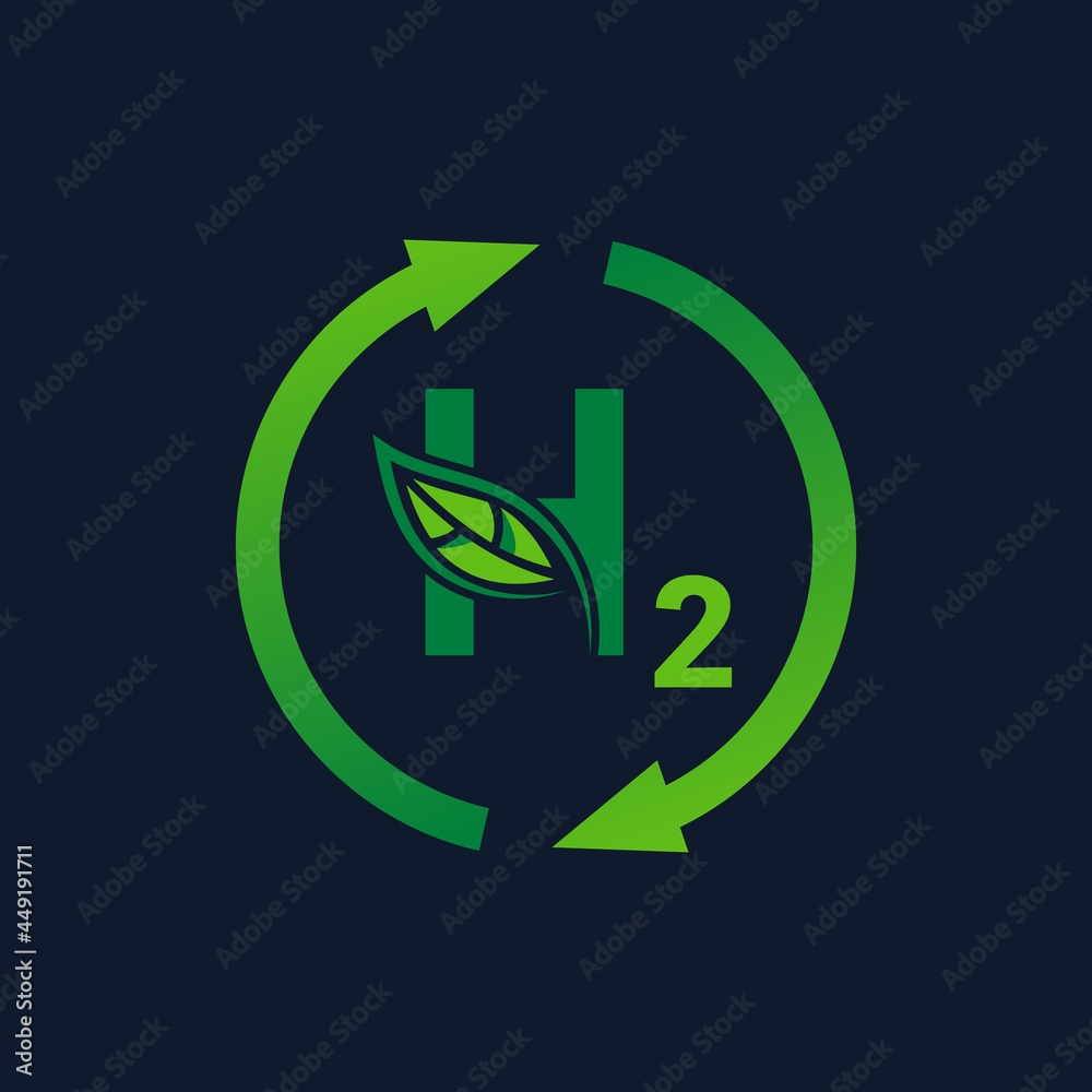 Renewable Eco Energy Clean Hydrogen H2 Icon Concept. Production of ...