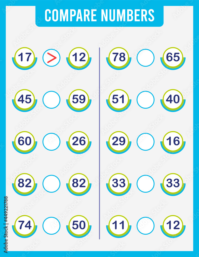 Compare numbers. Putting a plus sign equals minus. Math game for ...