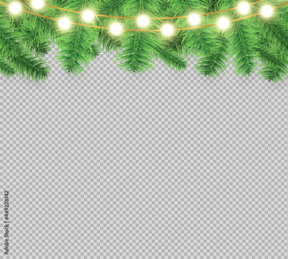 Christmas tree frame with gold garlands from above, Decorations for the ...