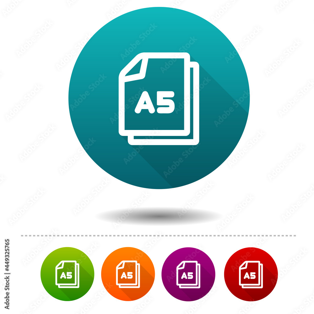 Paper size A5 icon. Document DIN symbol sign. Web Button. Stock ...