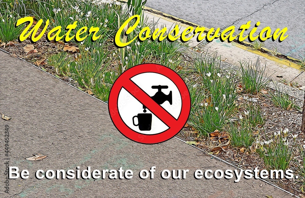 Water Conservation Safety Sign Stock Illustration | Adobe Stock