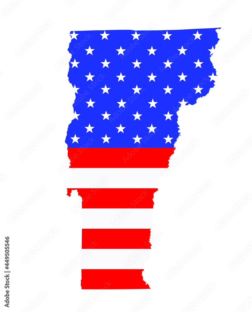 Vermont State Map Vector Silhouette Illustration United States Of