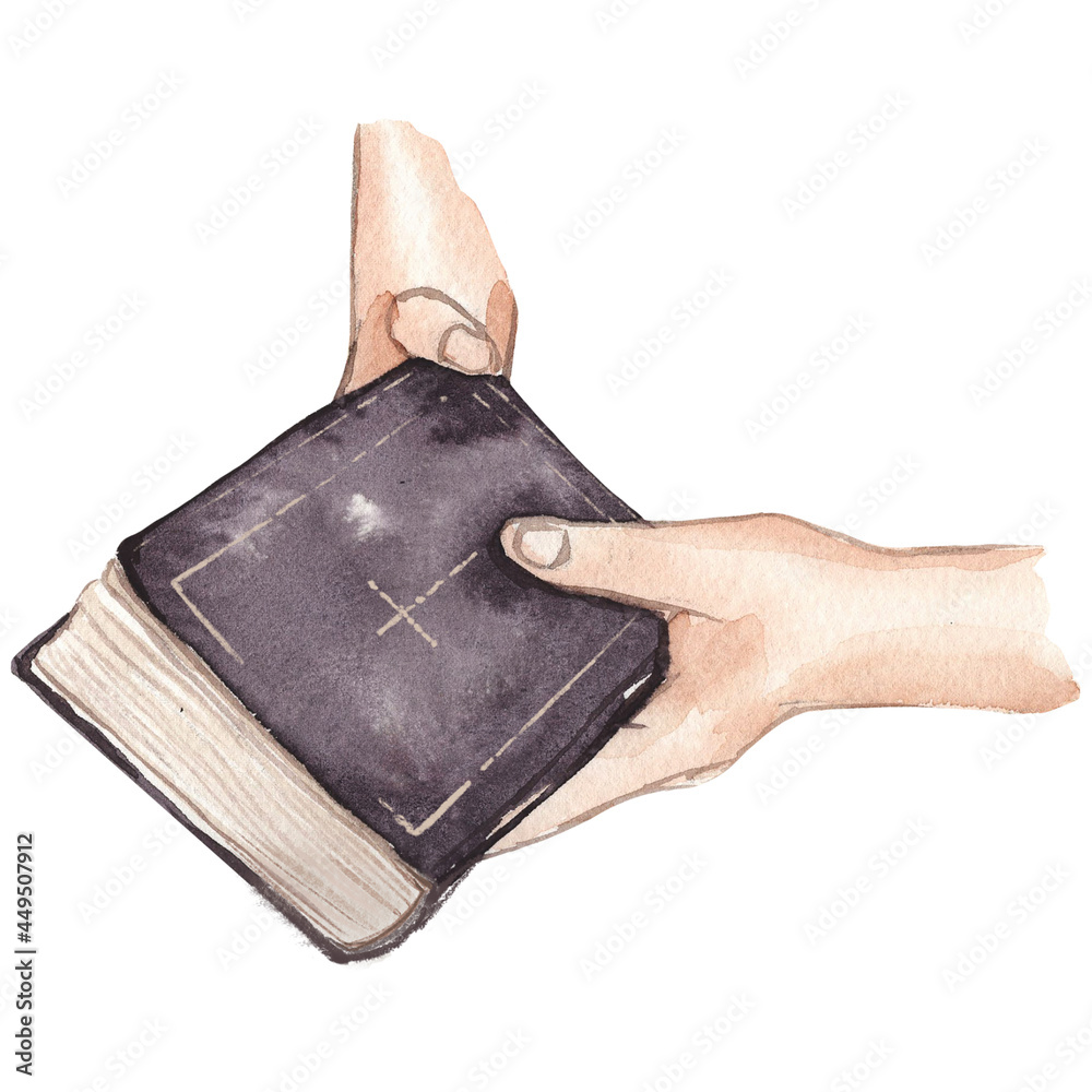 watercolor illustration holy bible on white background. Design for ...