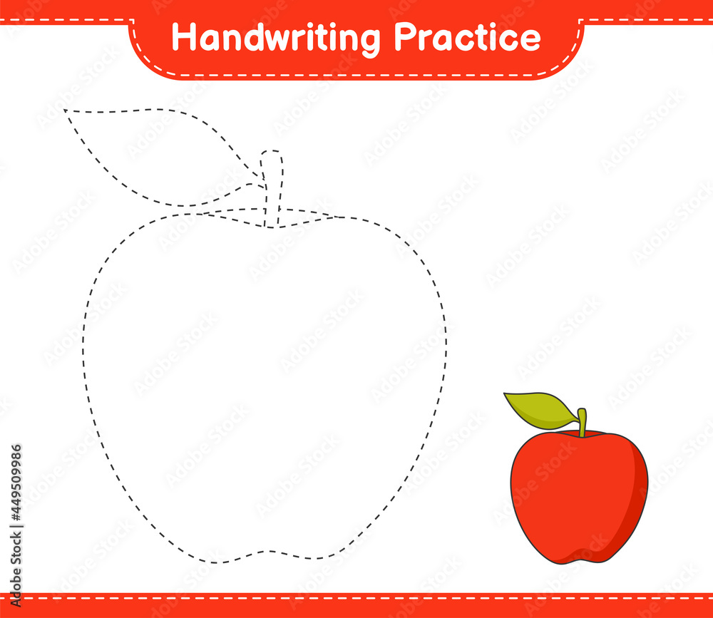 Handwriting practice. Tracing lines of Apple. Educational children game ...