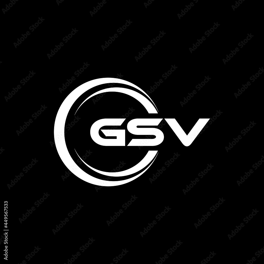 Stock-Vektorgrafik „GSV letter logo design with black background in ...