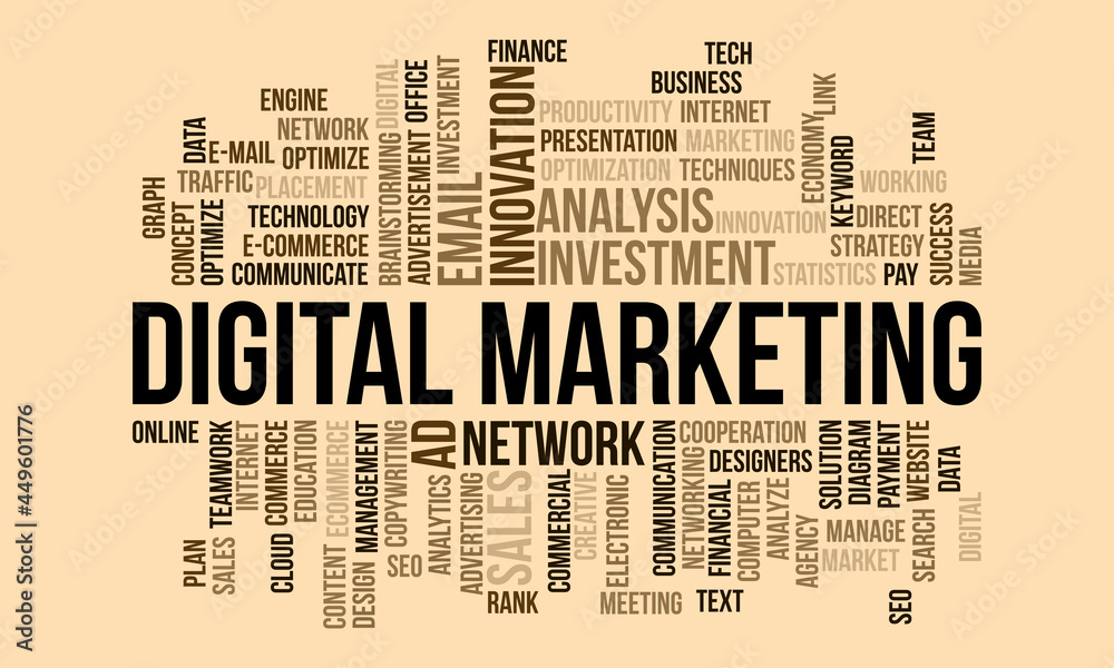 Business Concept, Digital Marketing Word Cloud Vector Template Stock ...