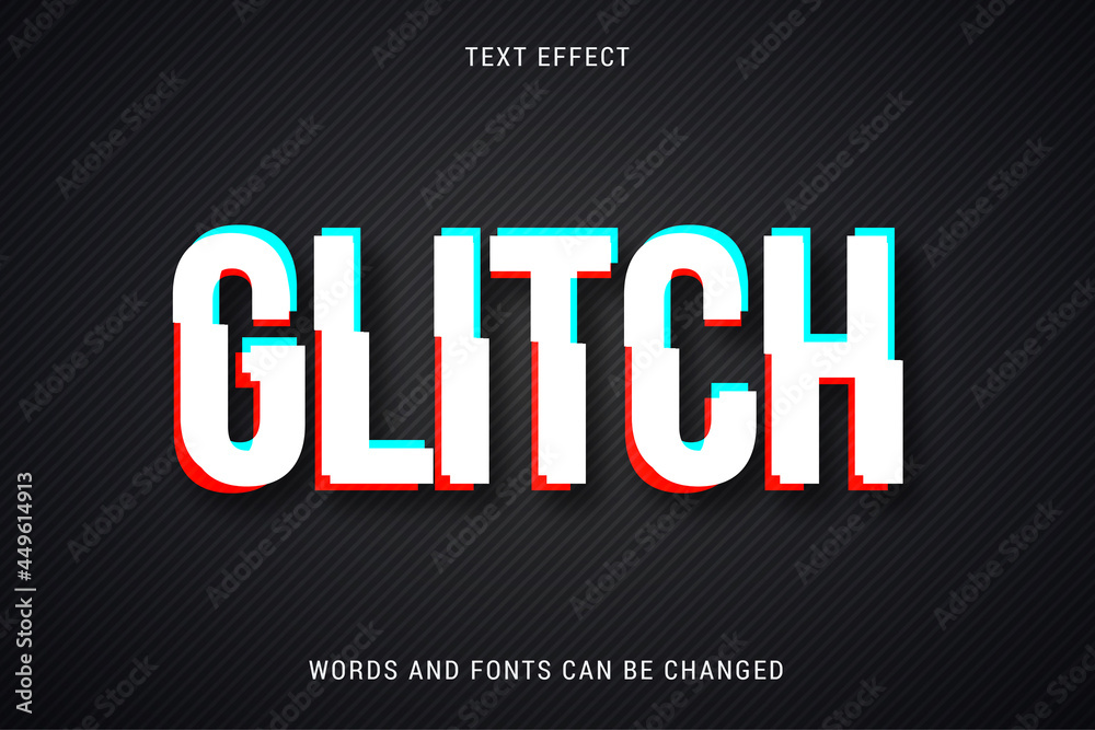 glitch text effect 100% editable vector image Stock Vector | Adobe Stock