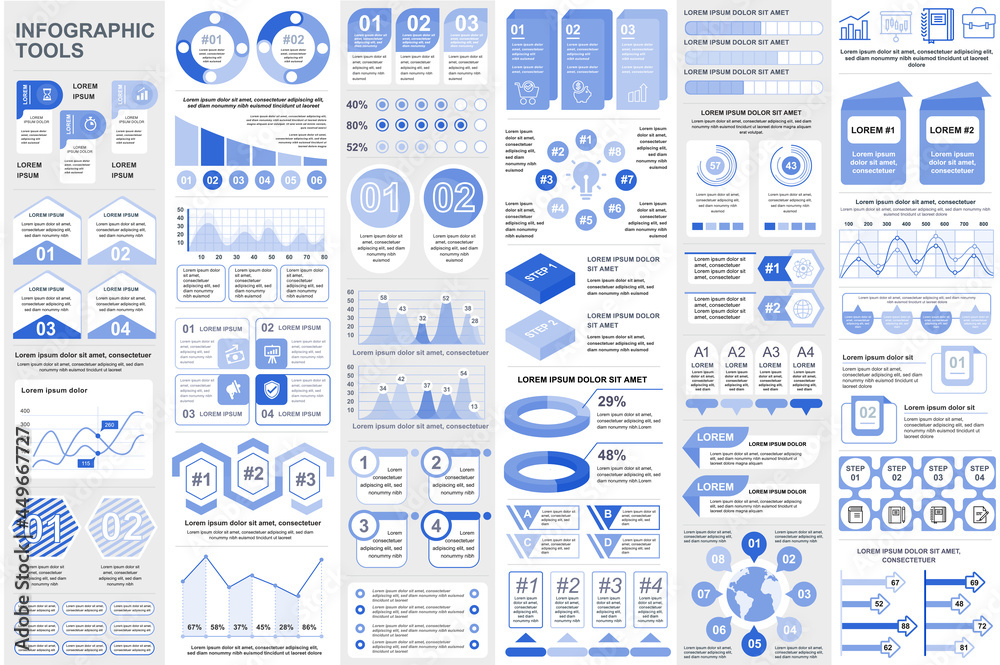 Bundle infographic elements data visualization vector design template ...
