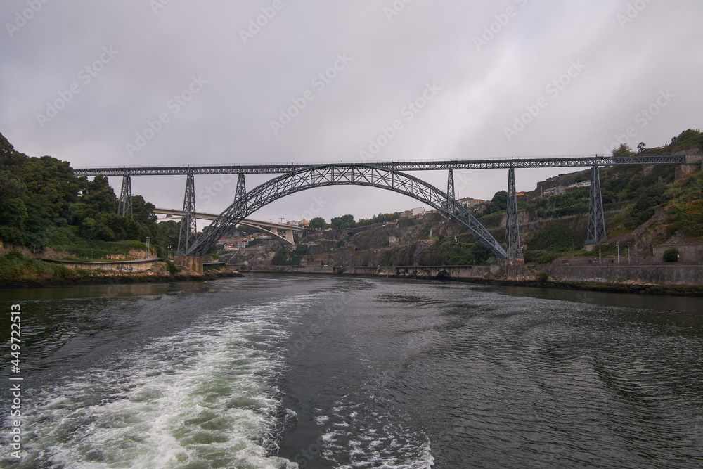 Maria Pia Bridge ("Ponte Dona Maria Pia") over Douro River in Porto ...