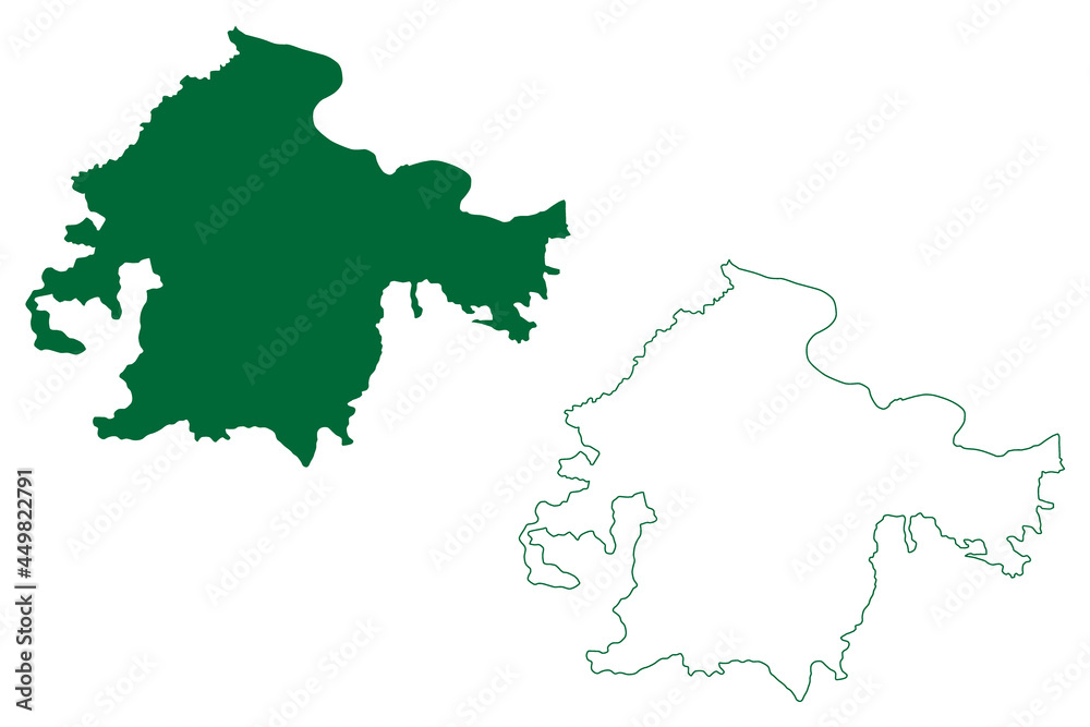 Chitrakoot district (Uttar Pradesh State, Republic of India) map vector ...