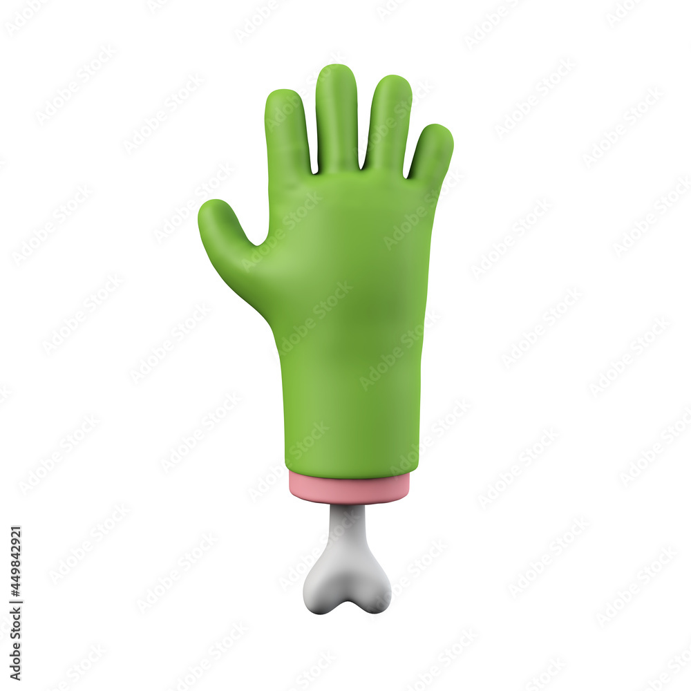 Cartoon creepy halloween green monster hand. 3D Rendering Stock ...