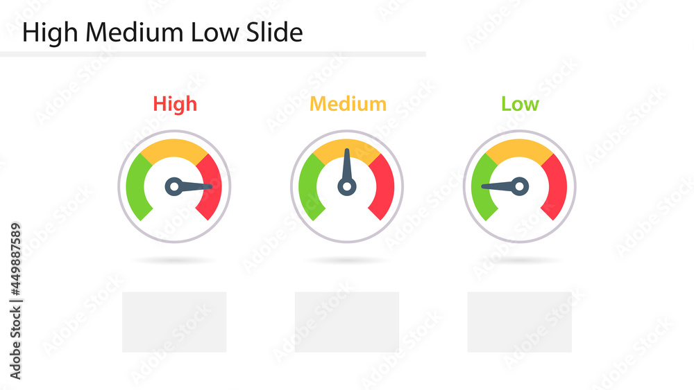 High Medium Low slide template. Clipart image Stock Vector | Adobe Stock