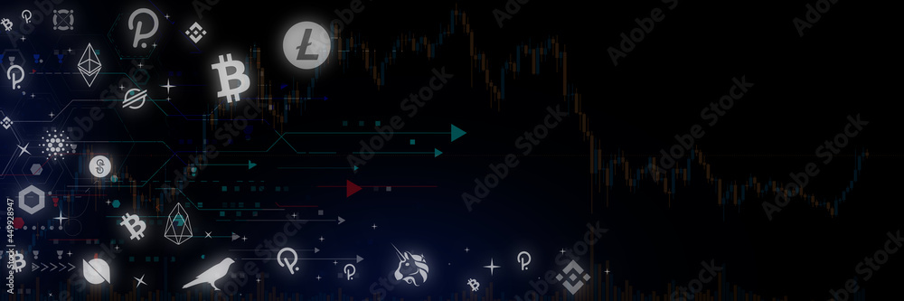 Crypto currency blockchain on the background. Stock Photo | Adobe Stock