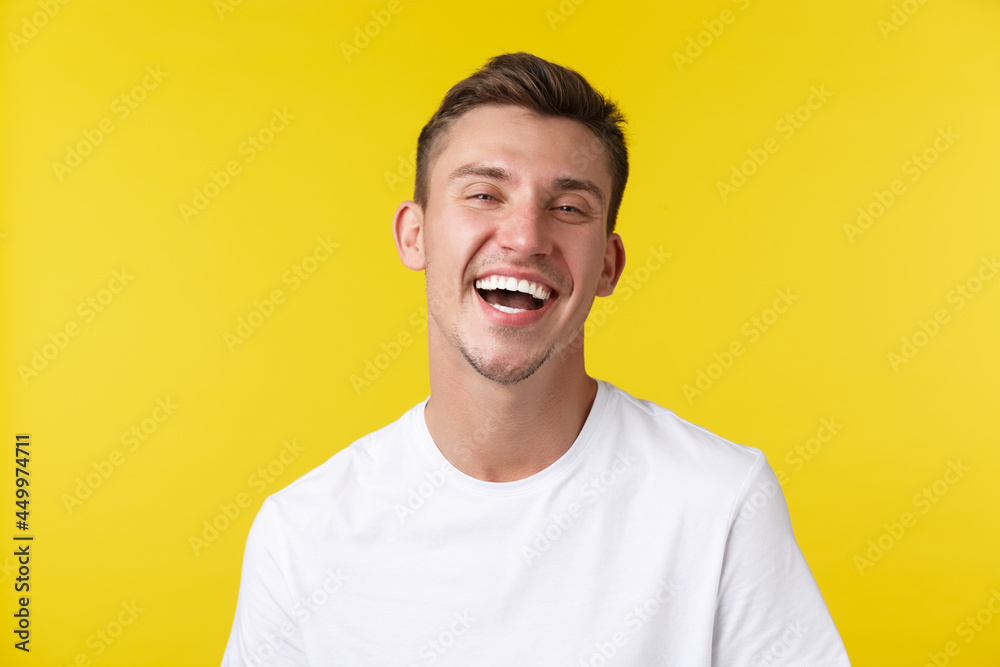 Lifestyle, summer and people emotions concept. Close-up portrait of ...