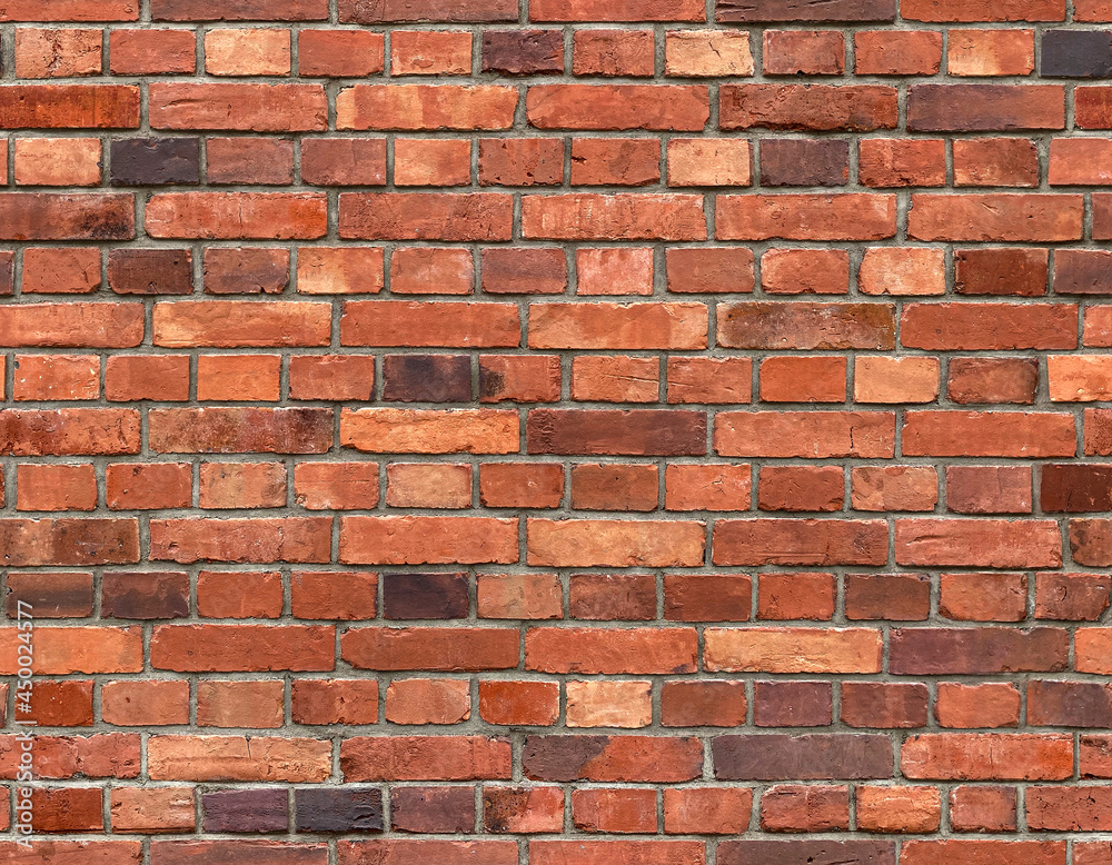 Old red brick wall seamless background texture Stock Photo | Adobe Stock