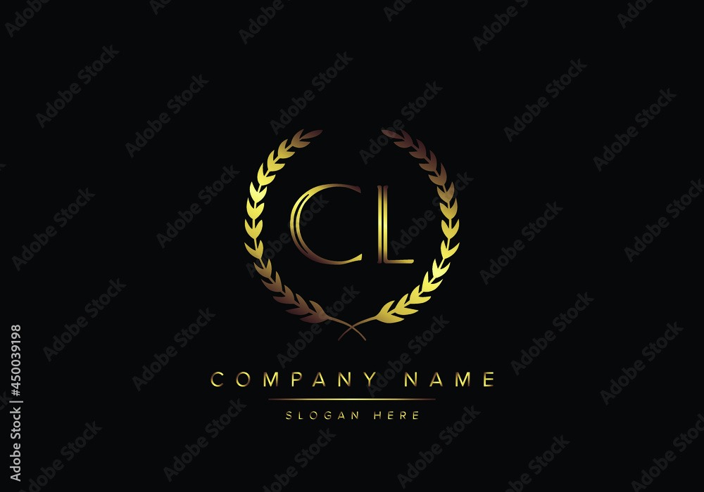 Alphabet letters CL monogram logo, gold color, luxury style Stock ...