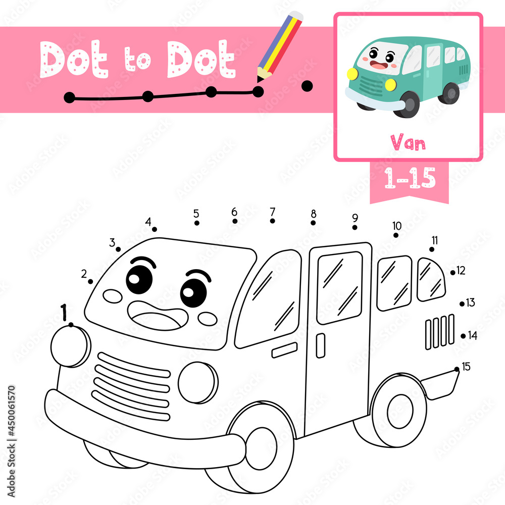 Стоковий вектор Dot to dot educational game and Coloring book Van ...