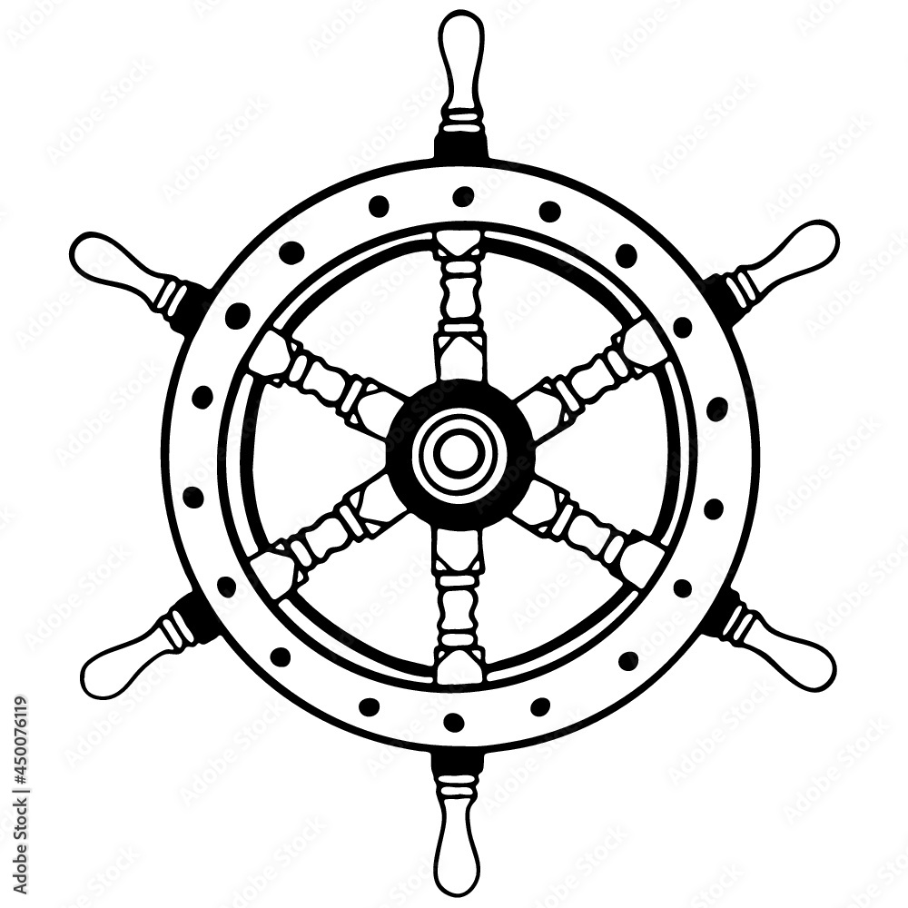 sheep steering wheel isolated on white background. Old fashioned wheel ...