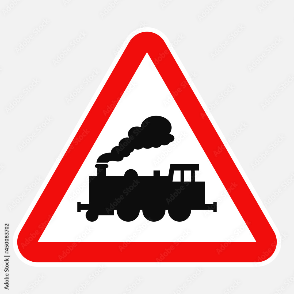 High quality vector illustration of the rail crossing black train in ...
