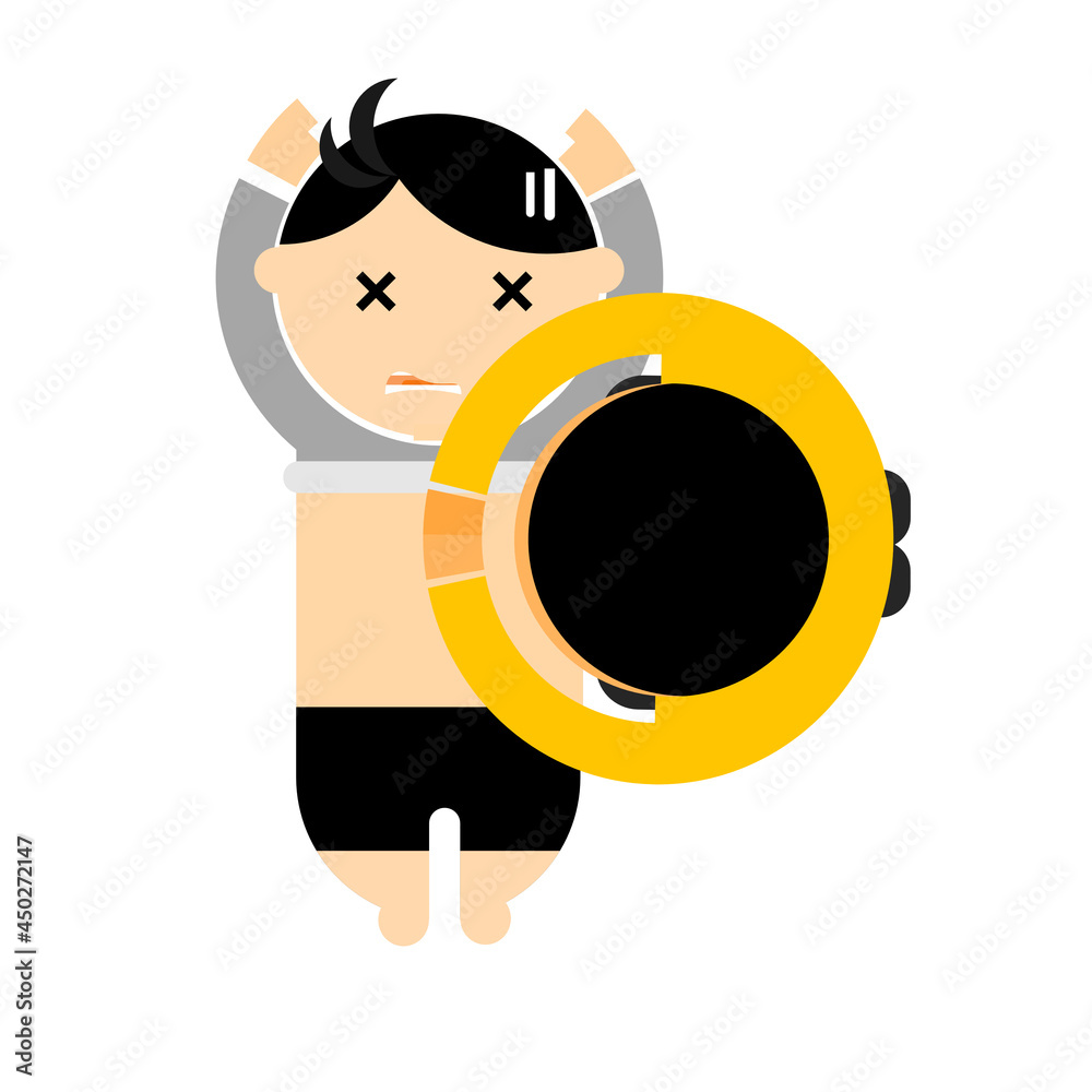 Cartoon character for manual chest compression. A cardiopulmonary ...