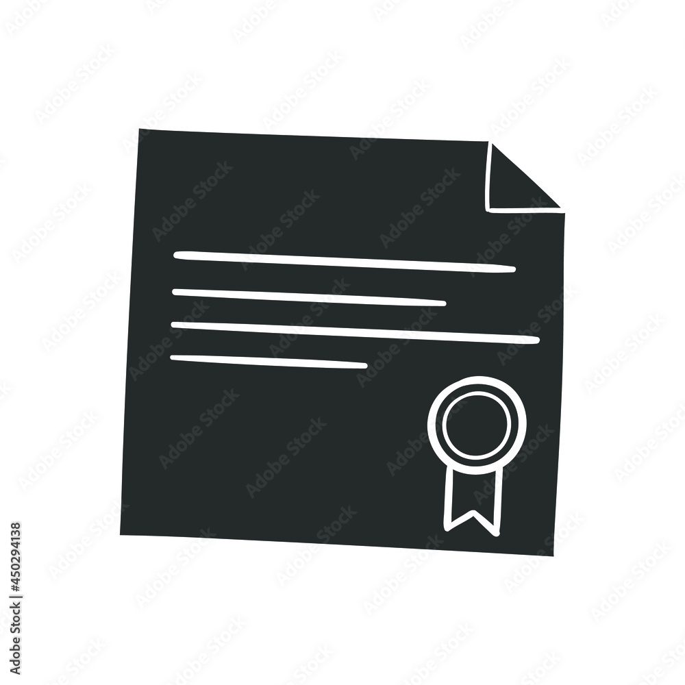 Certificate Icon Silhouette Illustration. Diploma Vector Graphic ...