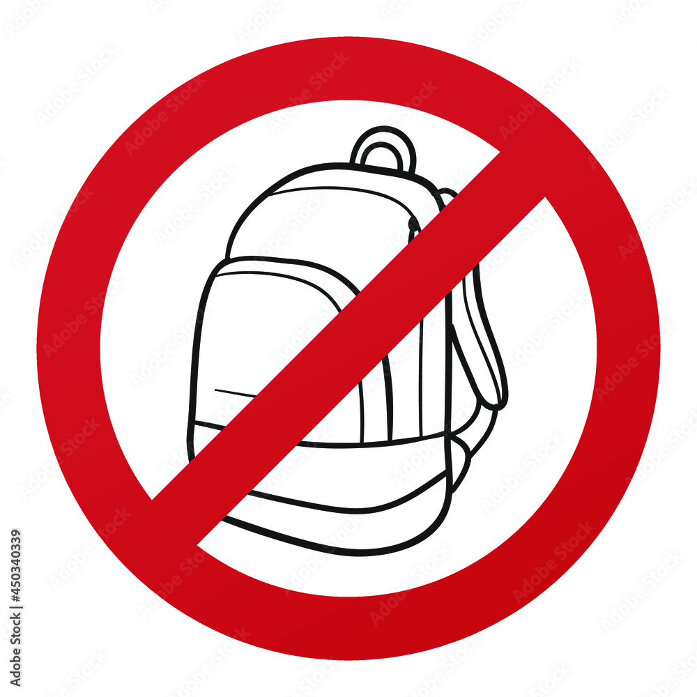 No Bag Symbol Isolated on White Background. Backpack Vector ...