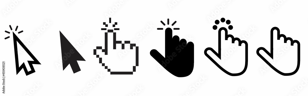 Computer mouse click cursor. Pointer cursor. Cursors icons click set ...