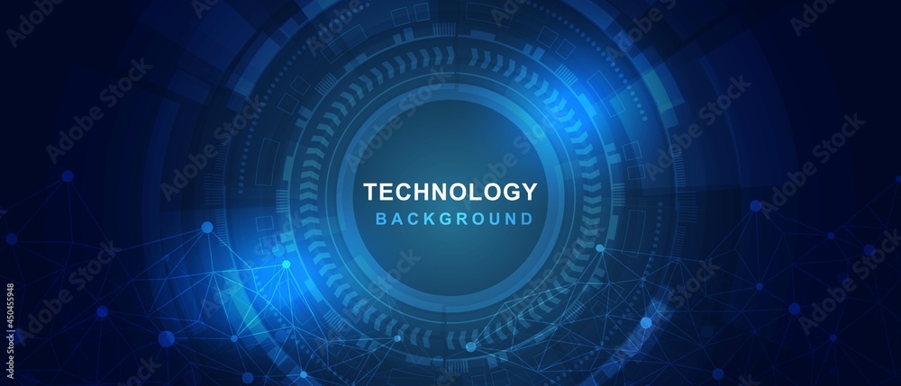 Abstract blue technology background,light and circle digital vector ...