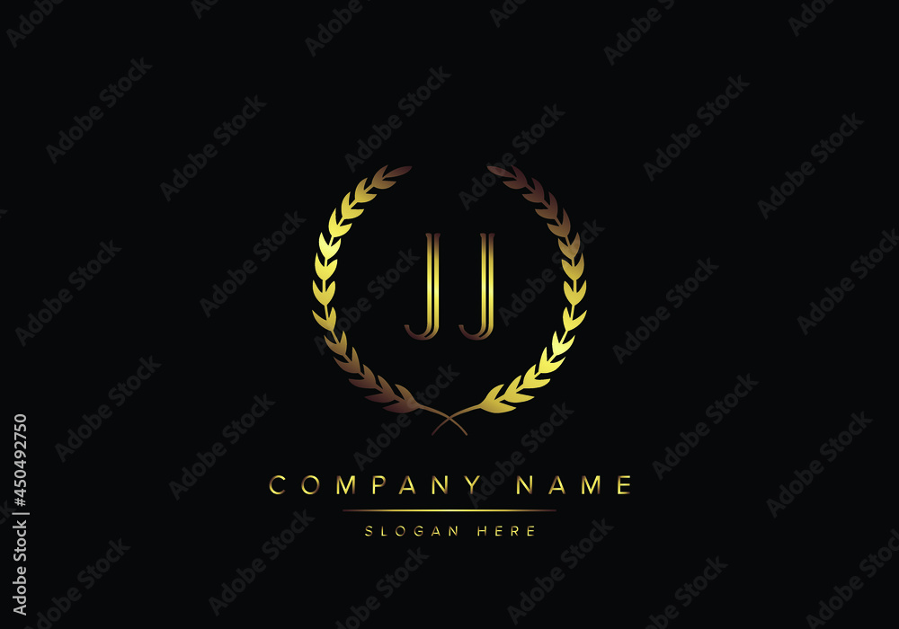 Alphabet letters JJ monogram logo, gold color, luxury style Stock ...