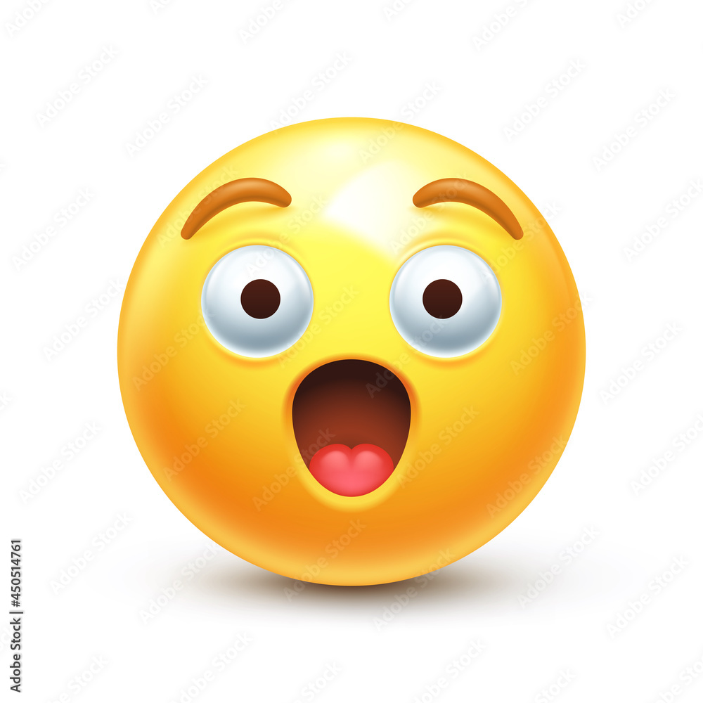 Surprised emoji. Astonished emoticon with wide open shocked eyes and ...